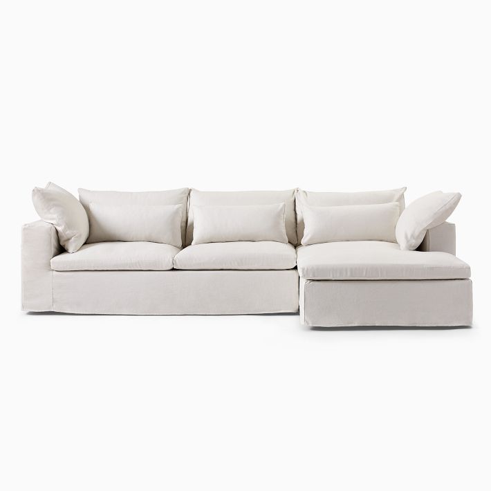 Harmony Modular Skirted Slipcover 2-Piece Chaise Sectional (122 ...