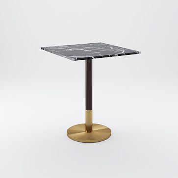Square Faux Marble Restaurant Bar Table - Orbit Base | West Elm