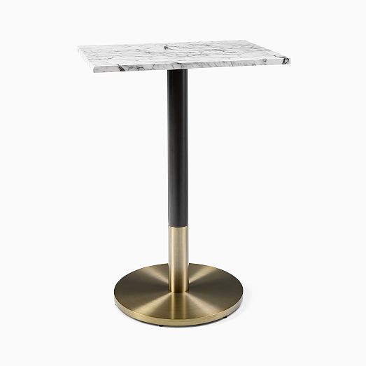 Rectangle Faux Marble Restaurant Bar Table - Orbit Base | West Elm
