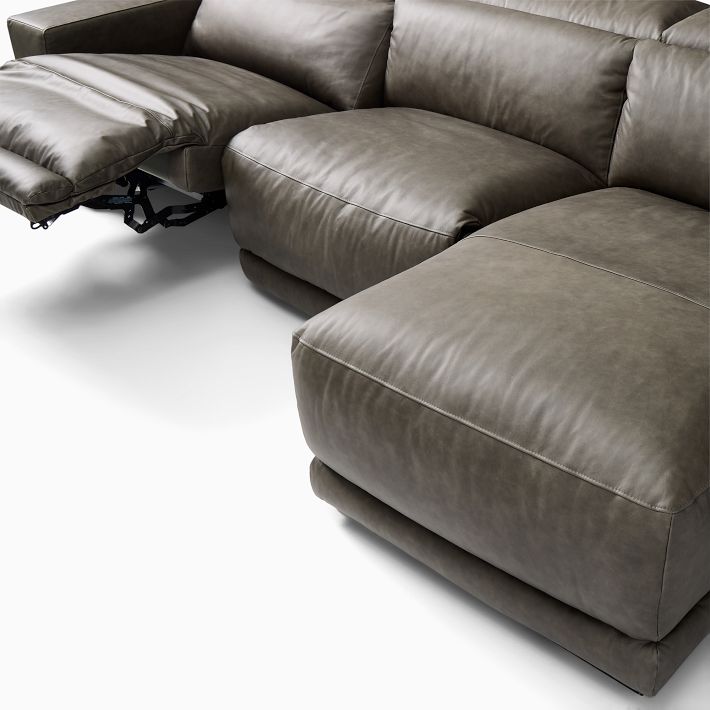 Dalton Motion Reclining Leather 3-Piece Chaise Sectional (119.5") | West Elm