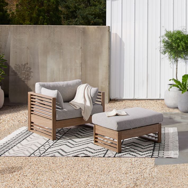 Santa Fe Slatted Outdoor Lounge Chair | West Elm