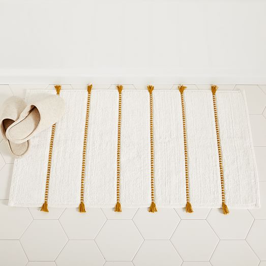 Organic Tassel Stripe Bath Mat | West Elm