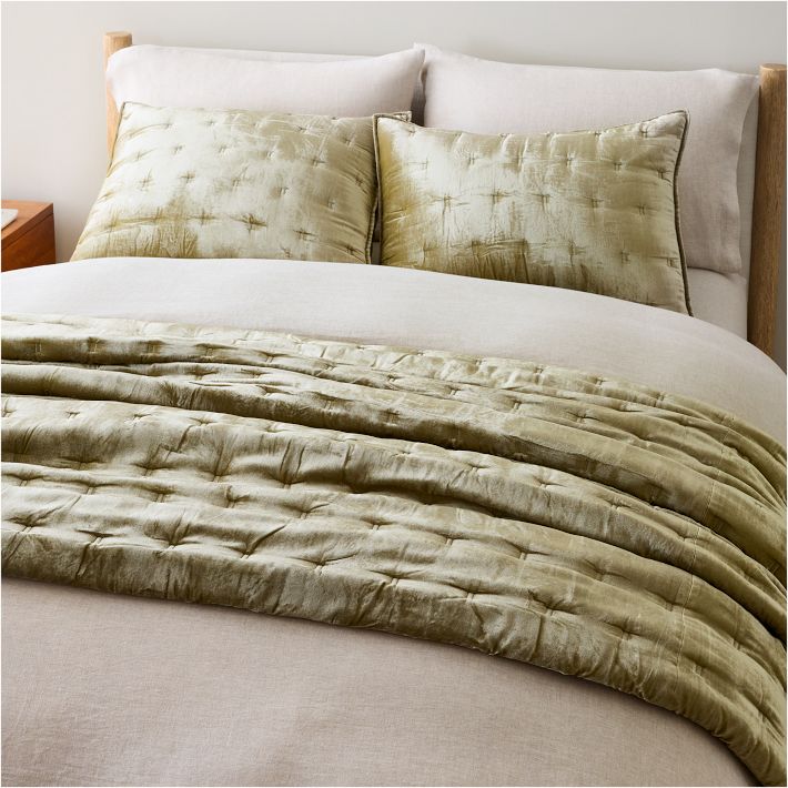 Lush Velvet Tack Stitch Quilt & Shams | West Elm