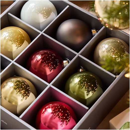 Pure Glass Ball Ornament Box (Set of 9) | West Elm