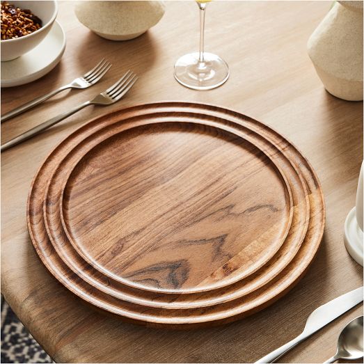Grooved Wood Charger | West Elm