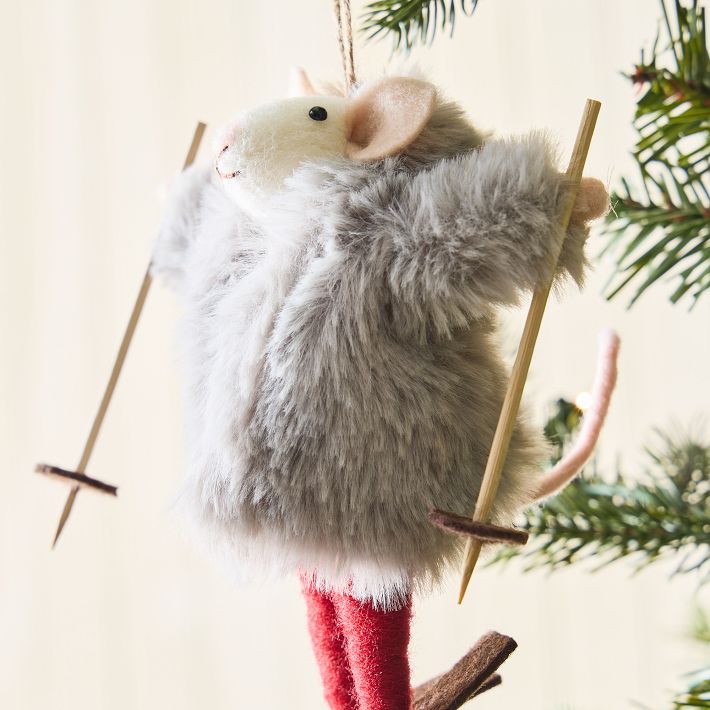 Felt Skier Mouse Ornament | West Elm