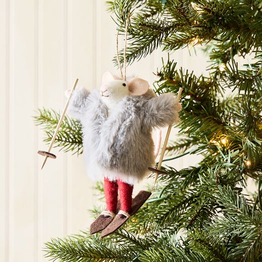 Felt Skier Mouse Ornament | West Elm