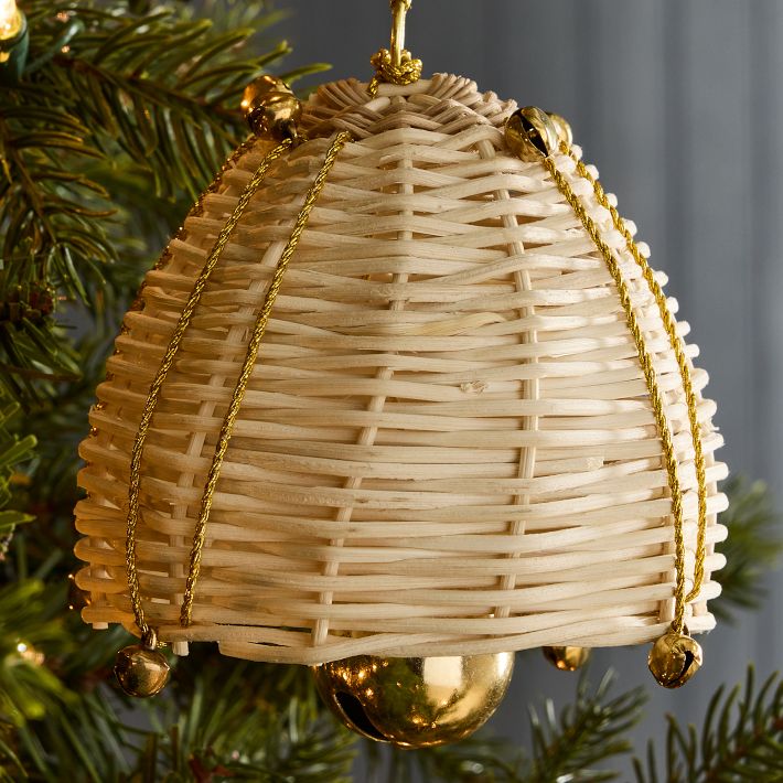 Rattan Bell Ornament | West Elm