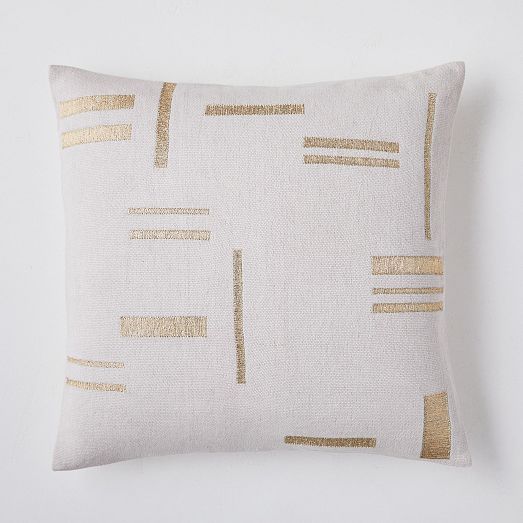 Embroidered Metallic Blocks Pillow Cover | West Elm
