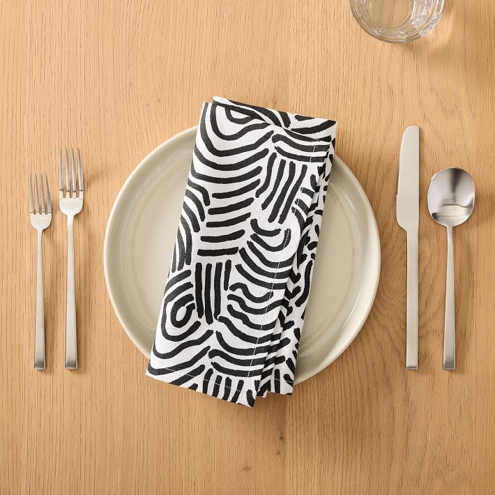 Line Work Cotton Napkin Sets | West Elm