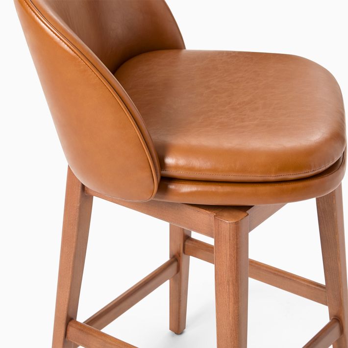 Wayne Leather Armless Swivel Bar & Counter Stools | West Elm