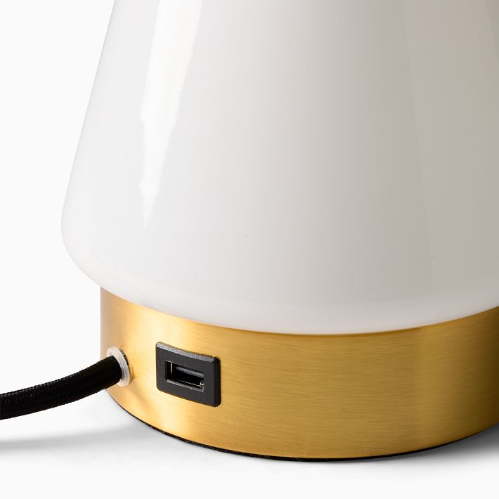 Metalized Glass USB Table Lamp - Large | Modern Light Fixtures | West Elm
