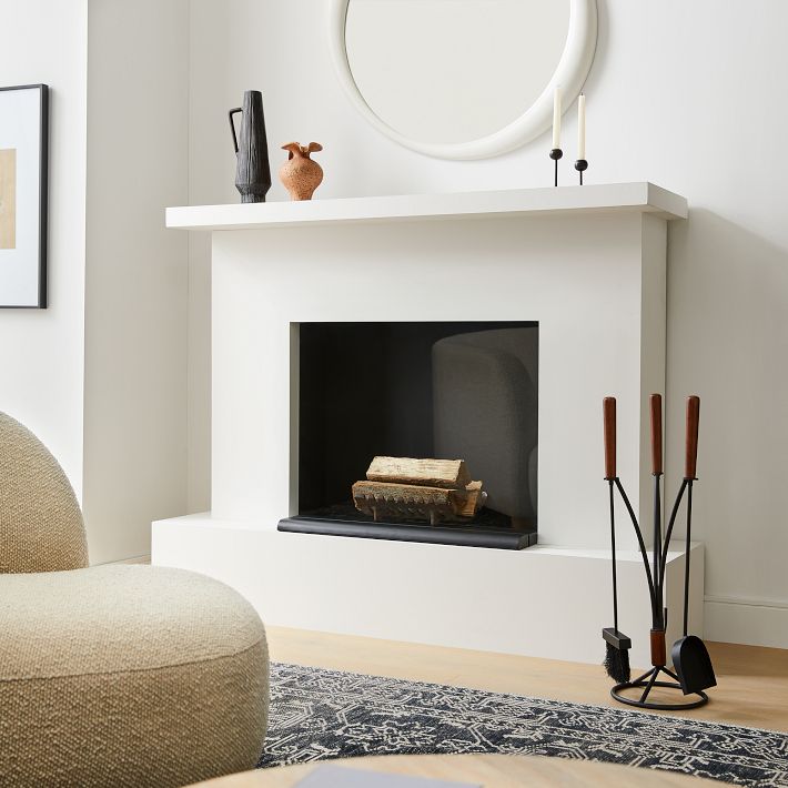 Frameless Mixed Material Fireplace Screen | West Elm