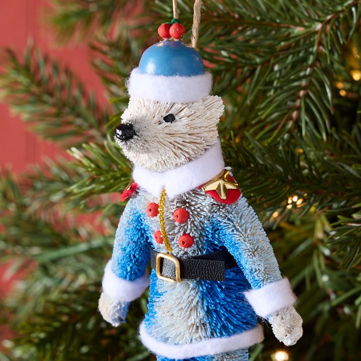 Dapper Animal Bottlebrush Ornaments | West Elm
