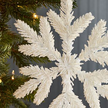 Fluffy Glitter Snowflake Ornament | West Elm
