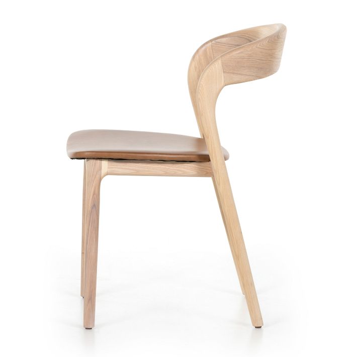 Scooped Ash Wood Leather Dining Chair (Set of 2) | West Elm