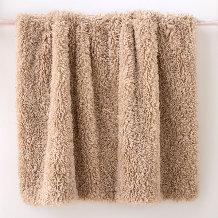 Faux Curly Lamb Fur Throw | West Elm