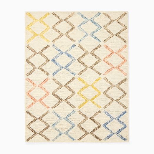 Rainbow Diamond Shag Rug | West Elm