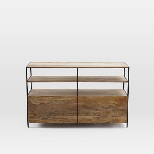 Industrial Modular Media Set With Open + Closed Storage, Entertainment ...