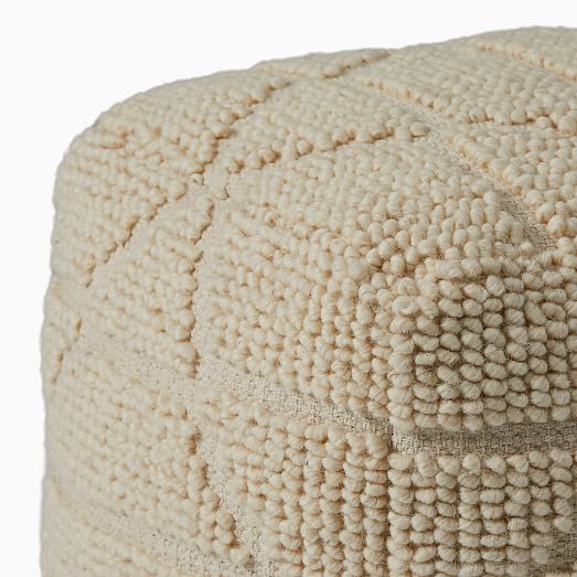 Textured Woven Geo Pouf | West Elm