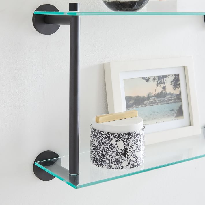 Modern Overhang Double Glass Bathroom Shelf | West Elm