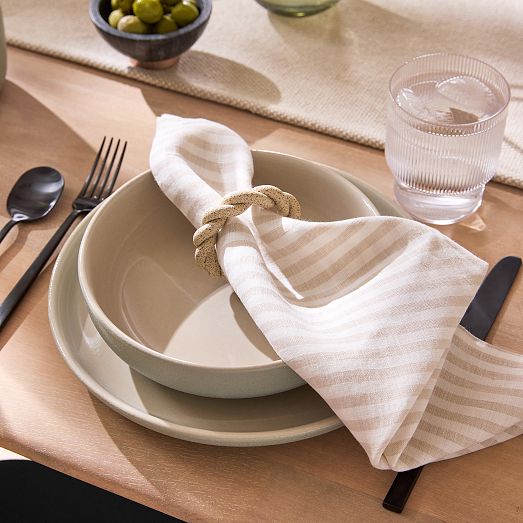 European Linen Stripe Napkin Sets | West Elm