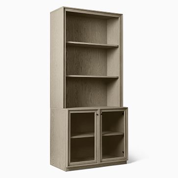 Holmes Modular 2-Door Glass Console w/ Open Hutch (36") | West Elm