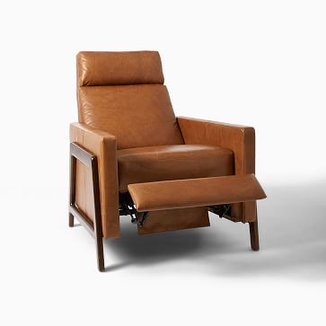 Open Box: Spencer Wood-Framed Leather Recliner | West Elm