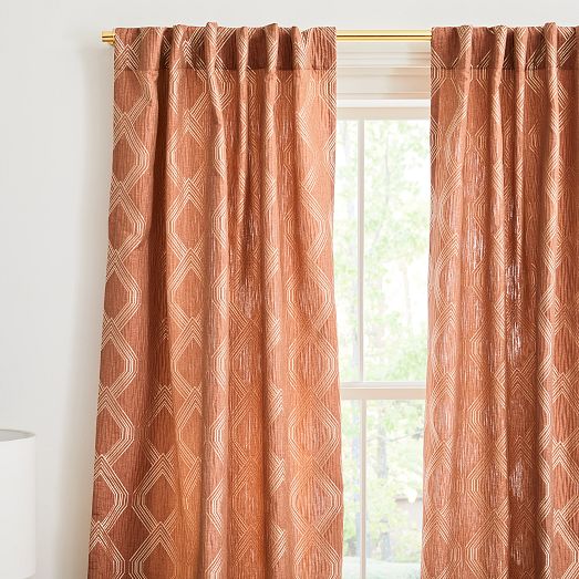 Linear Lattice Jacquard Curtain | West Elm