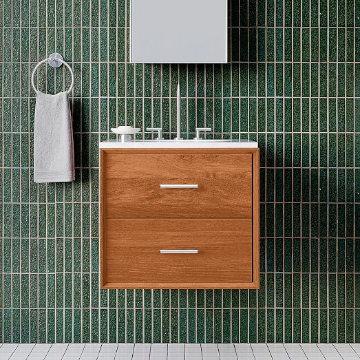 Mid-Century Floating Single Bathroom Vanity (24"–49") | West Elm