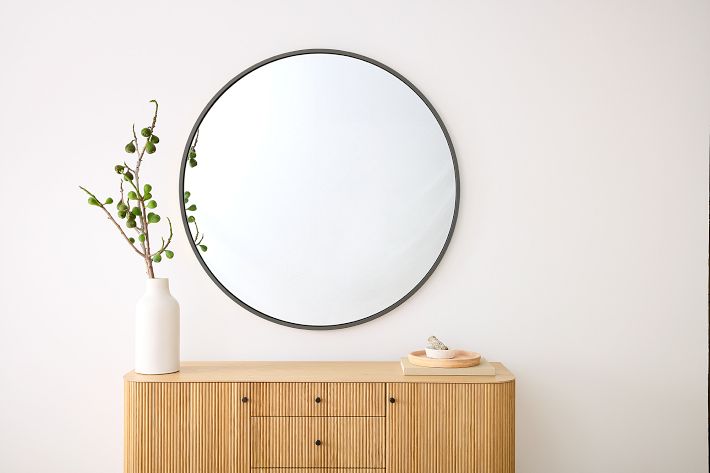 Metal Frame Oversized Round Mirror - 48" | West Elm