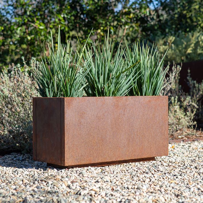 Veradek Corten Steel Indoor/Outdoor Low Planter | West Elm