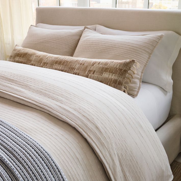 Silk Woven Lines Oversized Lumbar Pillow Cover | West Elm