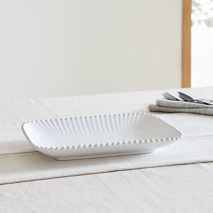 Costa Nova Pearl White Stoneware Rectangular Platters | West Elm