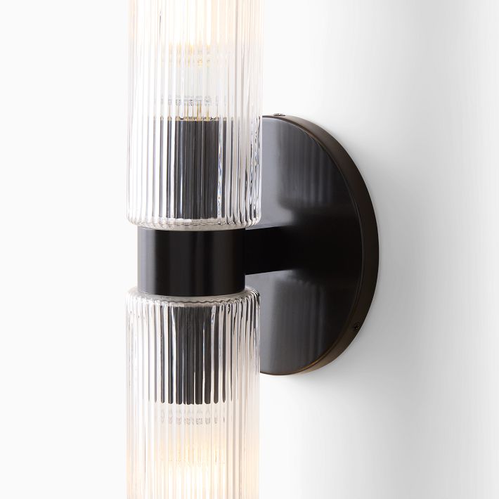 Fluted Double Short Indoor/Outdoor Sconce (3") | West Elm