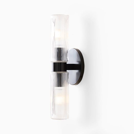 Fluted Double Short Indoor/Outdoor Sconce (3") | West Elm
