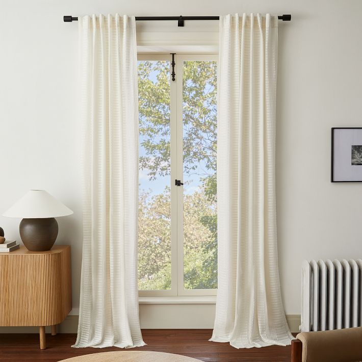 Linen Cotton Ladder Sheer Curtain | West Elm