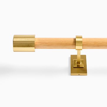 Mid-Century Curtain Rod - Natural Oak/Antique Brass | West Elm
