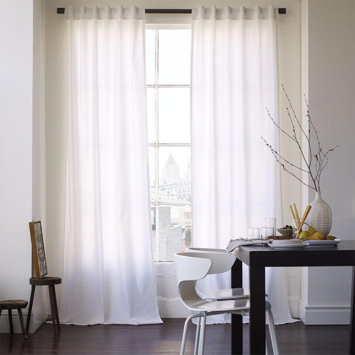 Cotton Canvas Curtain - White (Set of 2) | West Elm