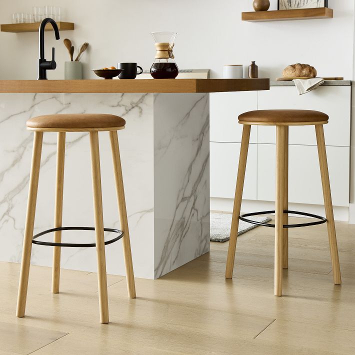 Wylie Leather Bar & Counter Stools | West Elm
