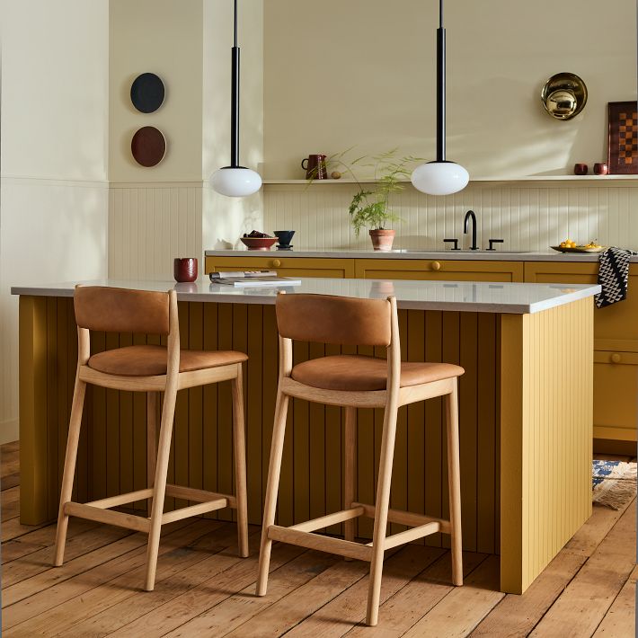 Marcus Samuelsson Leather Counter Stool | West Elm