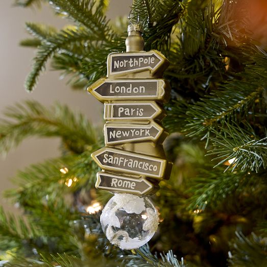 Glass Landmark Signs Ornament | West Elm