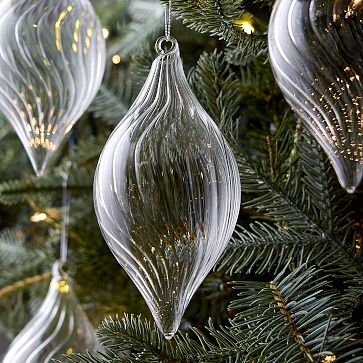 Swirled Glass Teardrop Ornaments (Set of 4) | West Elm