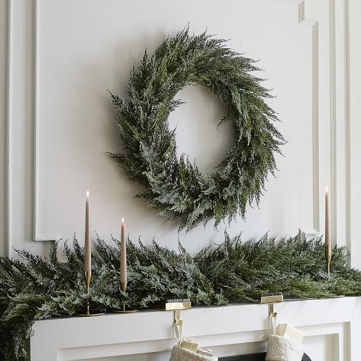 Faux Glitter Cedar Wreath & Garland | West Elm