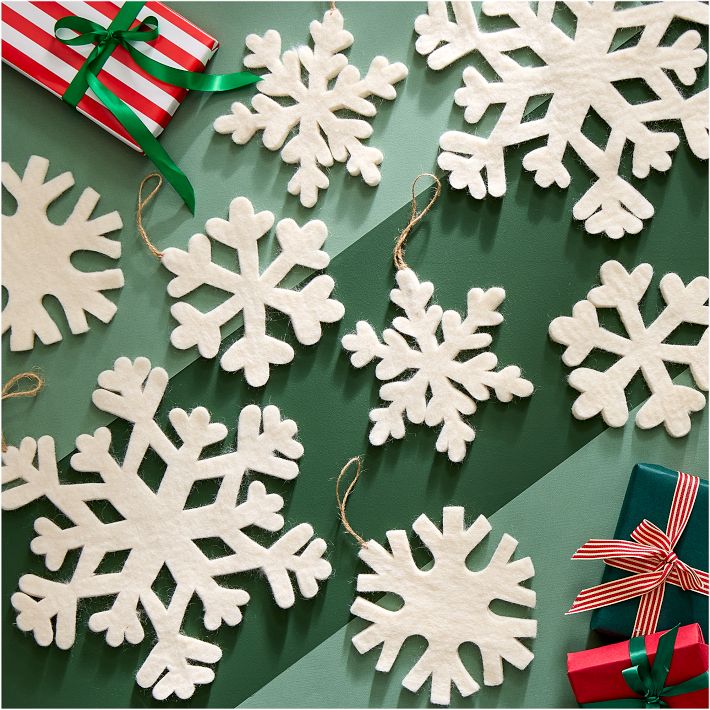Felt Snowflake Ornaments (Set of 8) | West Elm