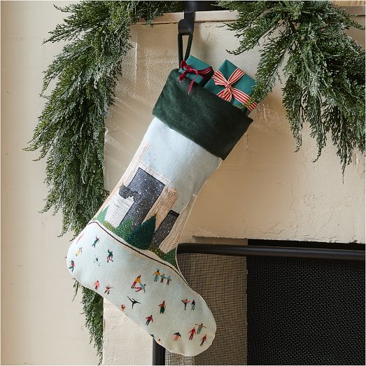 Ice Skaters Cotton Stocking | West Elm