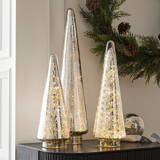 Light-Up Mercury Shadow Tabletop Trees | West Elm