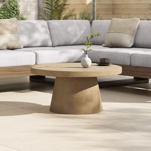 Textured Concrete Outdoor Coffee Table (32") | West Elm
