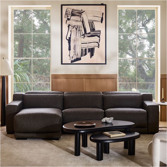 Dalton Motion Reclining Leather 3 Piece Chaise Sectional 119.5 West Elm