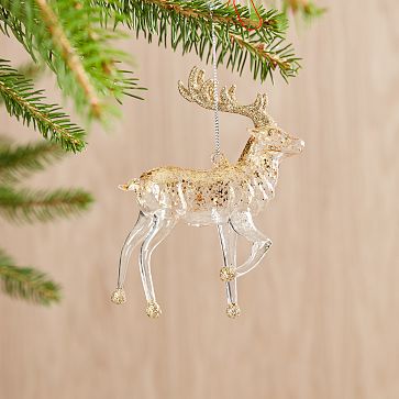 Glass Gold Reindeer Ornament West Elm